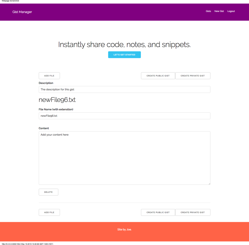A GitHub Gist manager built using React - Joe Karlsson
